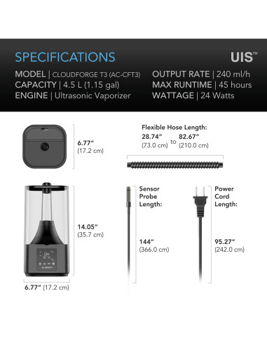AC Infinity Cloudforge T3 Gen. 2 Luftbefeuchter - Ultraschall ...